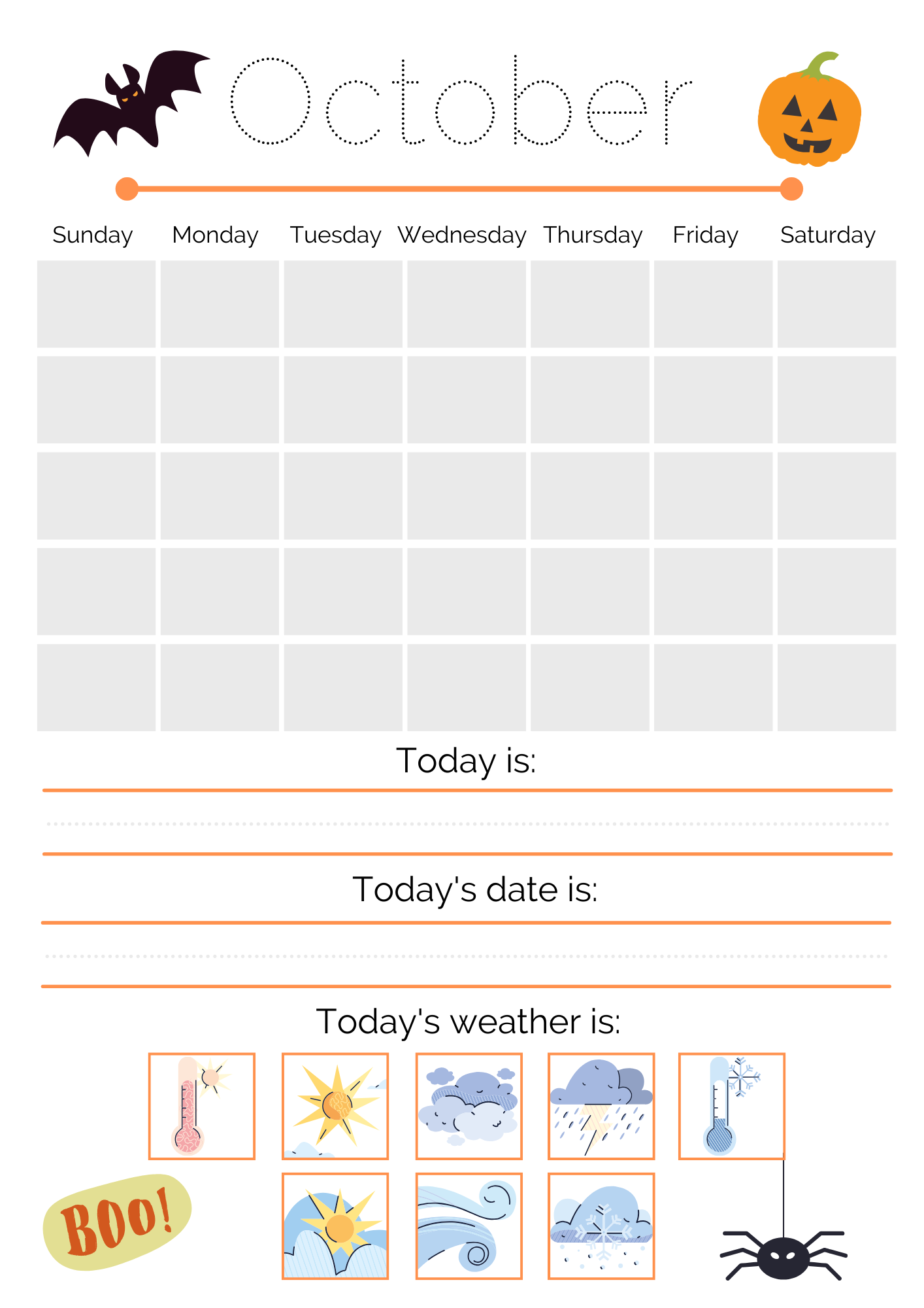 Daily Calendar Practice Sheets for Preschool and Elementary – Free ...