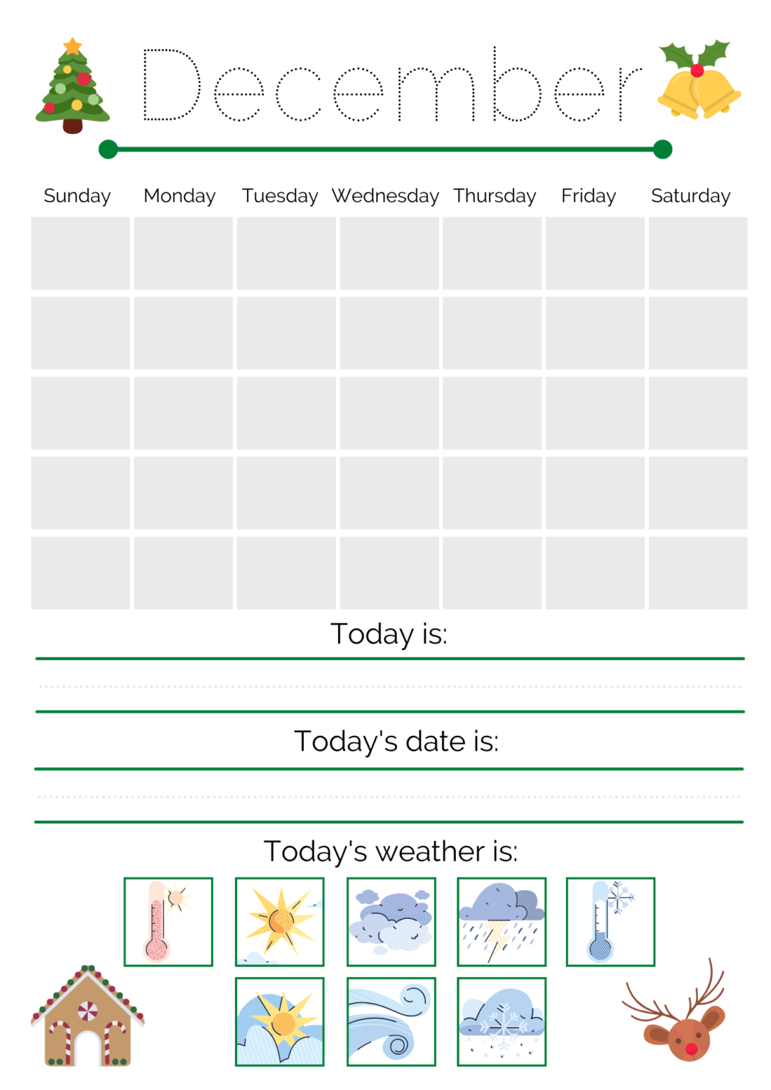 Daily Calendar Practice Sheets for Preschool and Elementary – Free ...