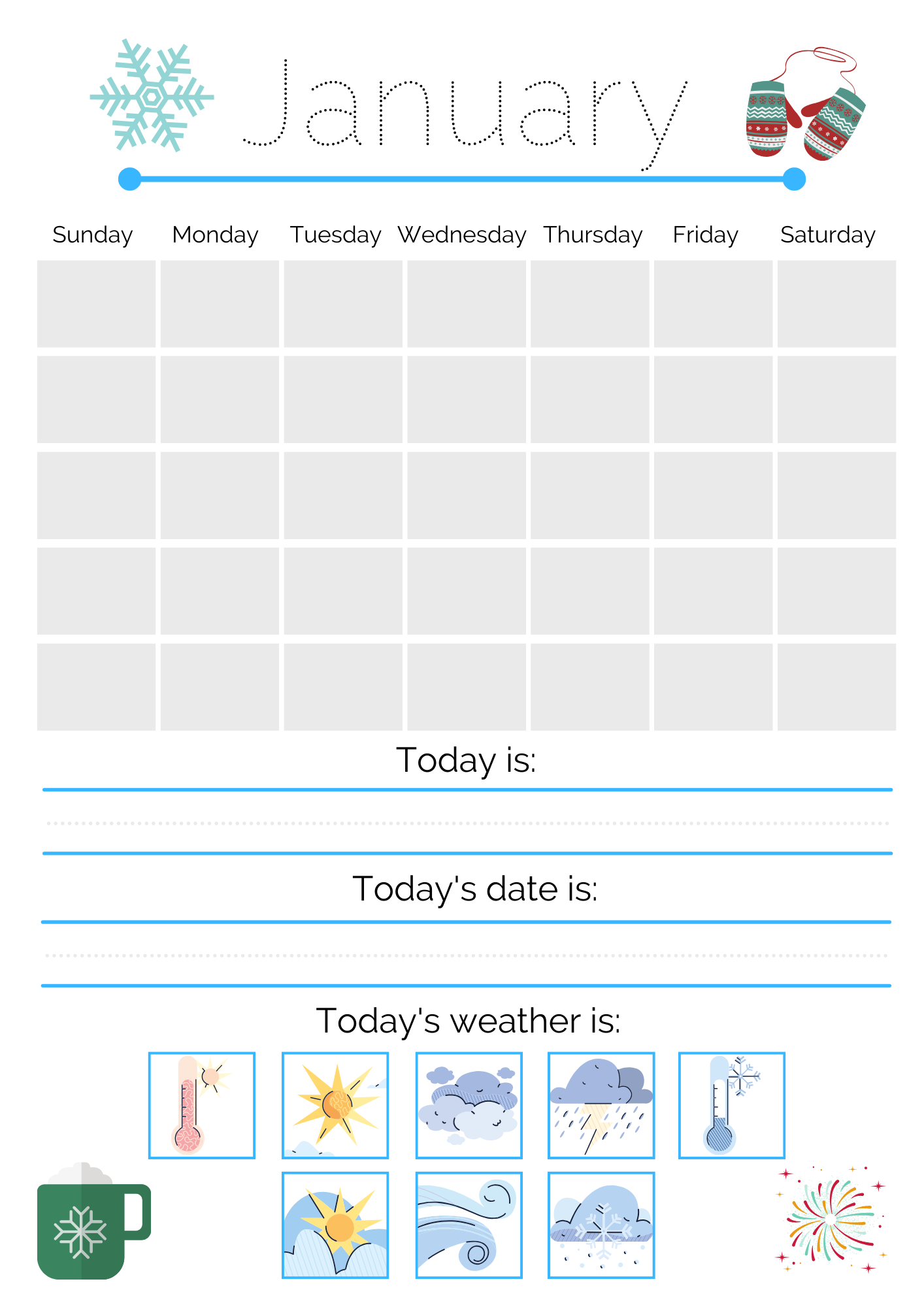 Daily Calendar Practice Sheets for Preschool and Elementary – Free ...