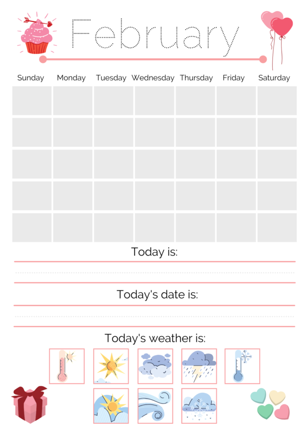 Daily Calendar Practice Sheets for Preschool and Elementary – Free ...