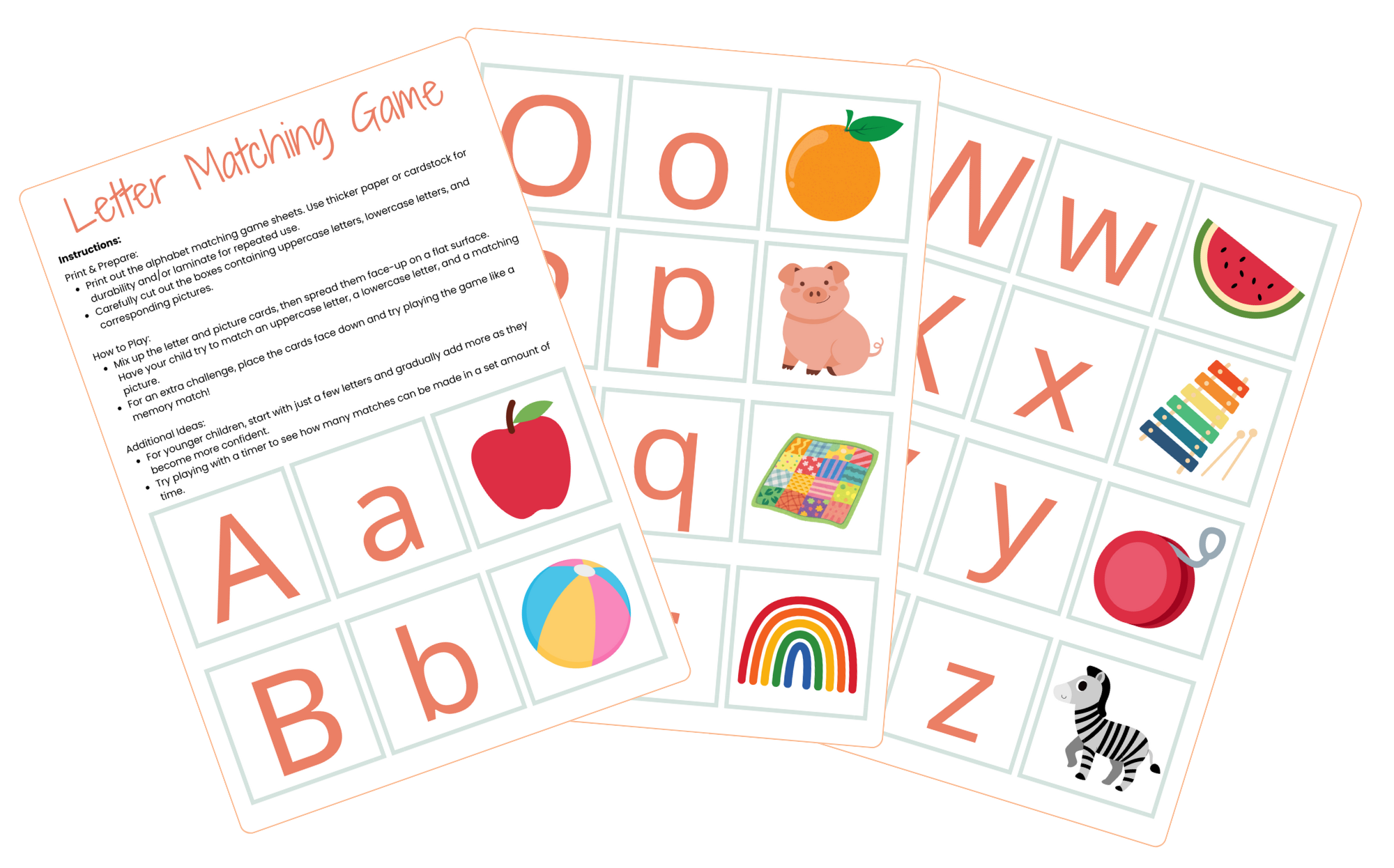 Free Printable Alphabet Letter Matching Game for Preschool and ...