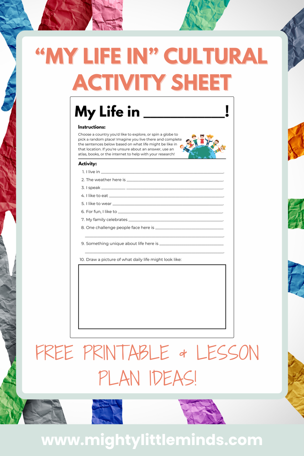 “My Life in …” Free Printable Cultural Activity & Lesson Ideas!